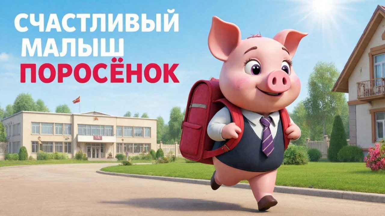 Мультфильм для детей. Поросёнок идет в школу