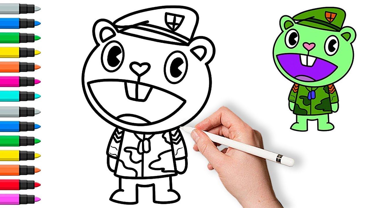 Как нарисовать Флиппи от Happy Tree Friends | Рисование и раскраски для детей