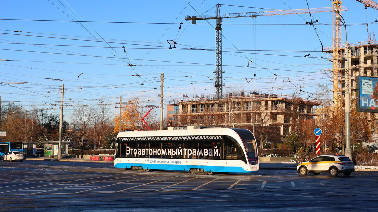 Поездка на автономном трамвае 71-911ЕМ "Львёнок" по маршруту Т1 (кусок) - 15.12.2025