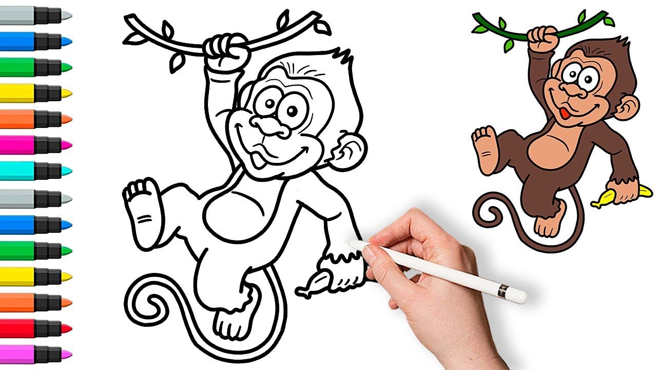 Как нарисовать обезьяну. Рисунок и раскраска #рисунок #раскраска