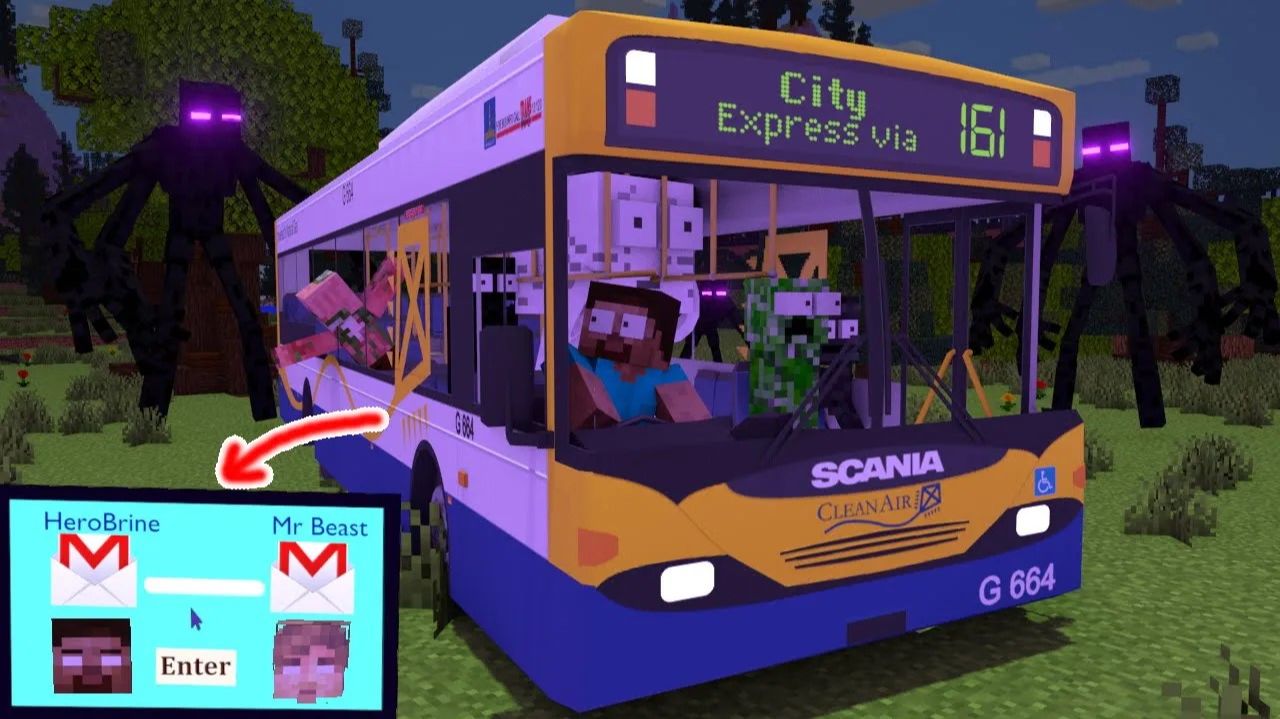 Майки, Джей-Джей и школа Херобрина (анимация Minecraft)