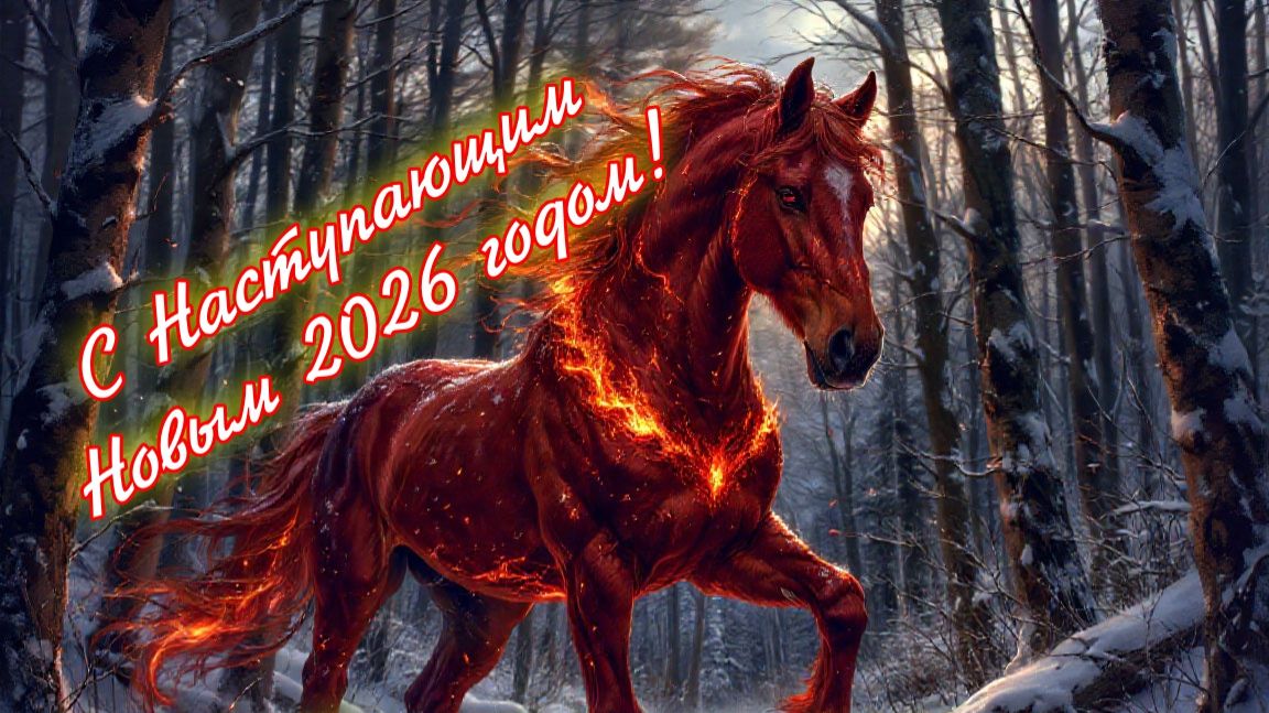 Новогоднее поздравление с Новым 2026 годом. Красивая открытка для поздравления родных, друзей, колле