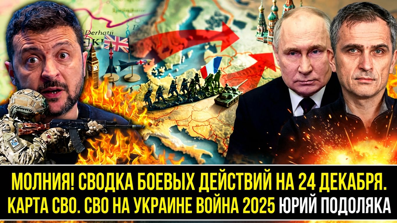 МОЛНИЯ! СВОДКА БОЕВЫХ ДЕЙСТВИЙ НА 24 ДЕКАБРЯ, КАРТА СВО,  СВО НА УКРАИНЕ ВОЙНА 2025 ЮРИЙ ПОДОЛЯКА