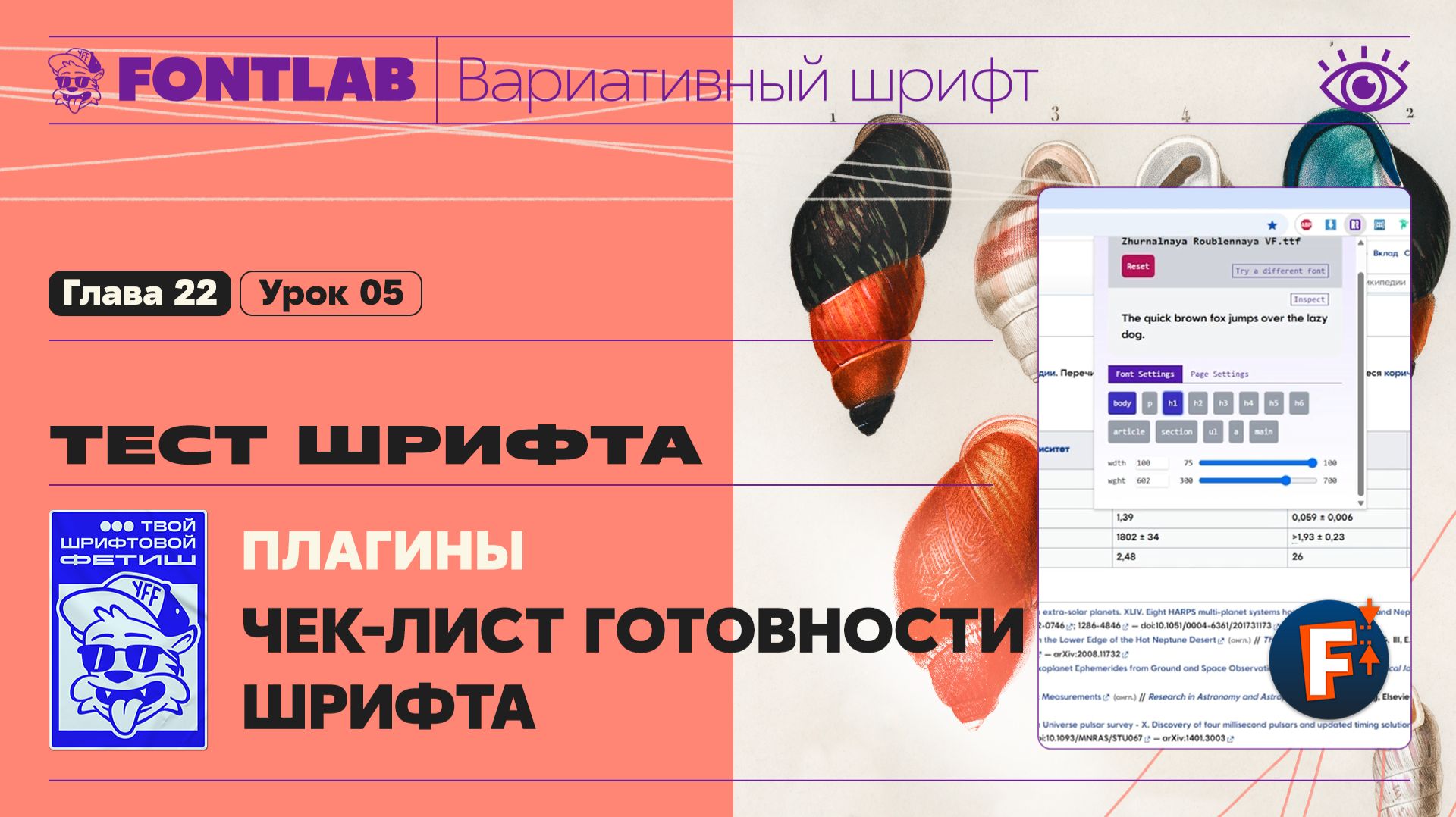 ДВШ 22-05 Тест шрифта – Плагины для браузера и чек-лист готовности шрифта – Урок Fontlab