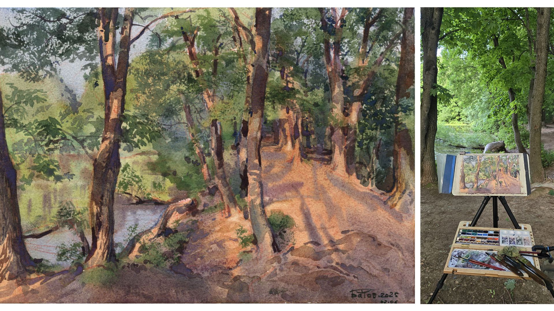 20250602 Пруд усадьбы Ясенево. Пленэр Акварель