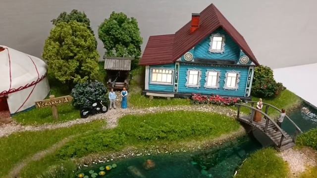 Макет фантазийной этнодеревни в масштабе 1:100