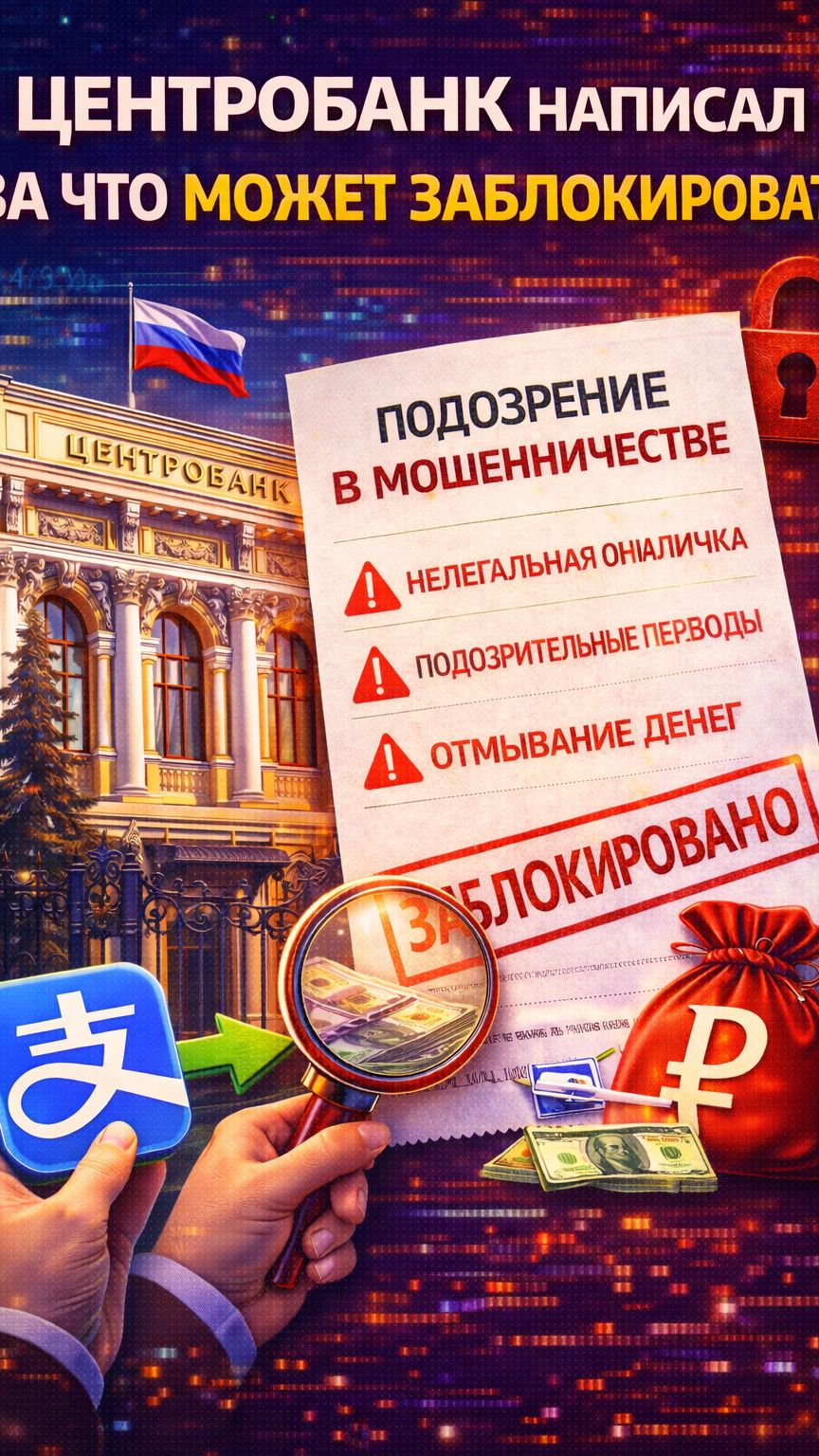 Центробанк написал за что может заблокировать #алипей #alipay