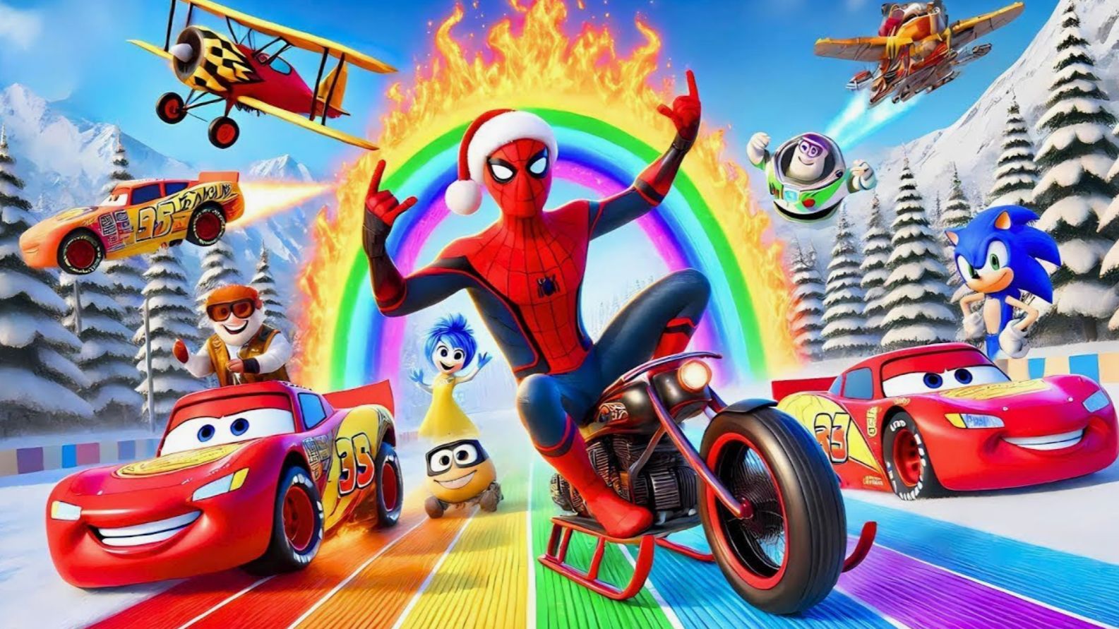 МУЛЬТИК ДЛЯ ДЕТЕЙ | МОЛНИЯ МАКВИН И ЧЕЛОВЕК ПАУК НОВОГОДНИЕ ПРИКЛЮЧЕНИЯ ГОНКИ НА МАШИНКАХ