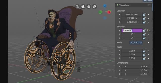 Bforartists Как сделать анимацию и кручение колес