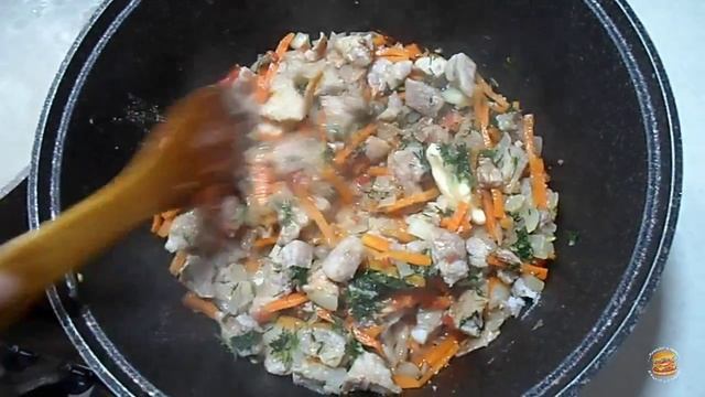 Перловка с мясом и овощами