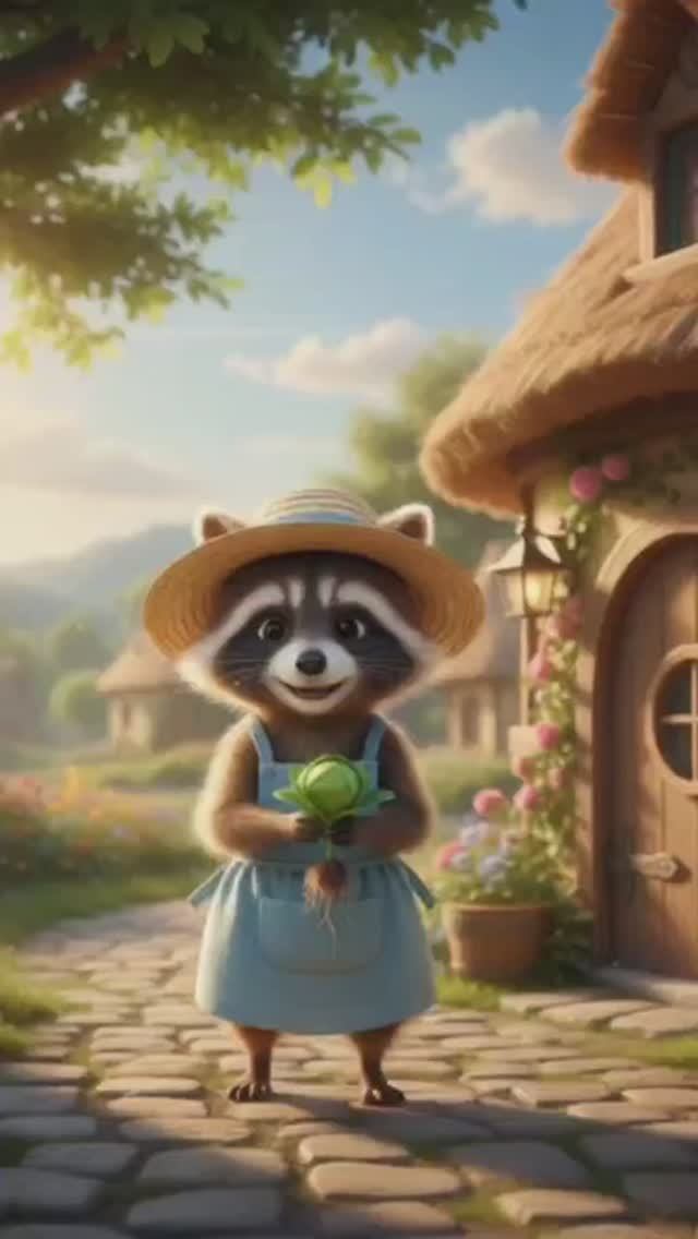 Мультфильмы нейросеть Енот домохозяйка