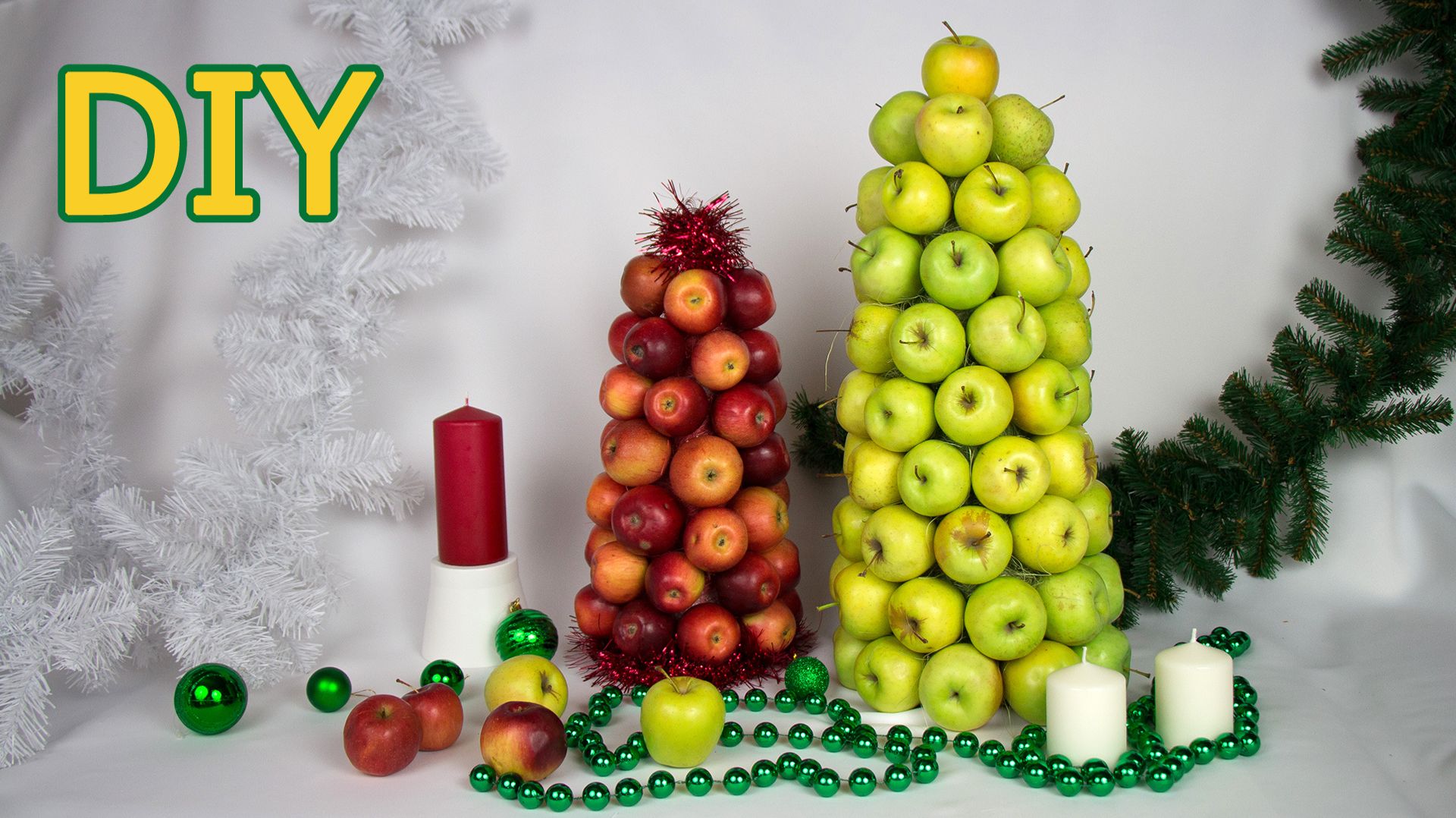 Идея декора новогоднего стола ☆ Елка из яблок своими руками ☆ Новогодний декор diy