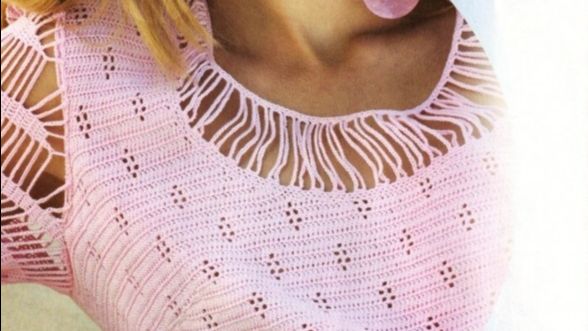 Розовая блузка крючком