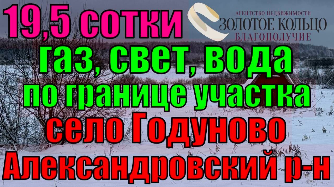 Участок 19.5 сотки в с.Годуново Александровский р-н. Газ, свет, вода рядом. Хоз.постройка.