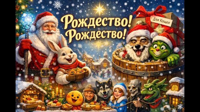 Новогодний хит. Рождество. Рождественская песня. Дед Мороз и заяц.