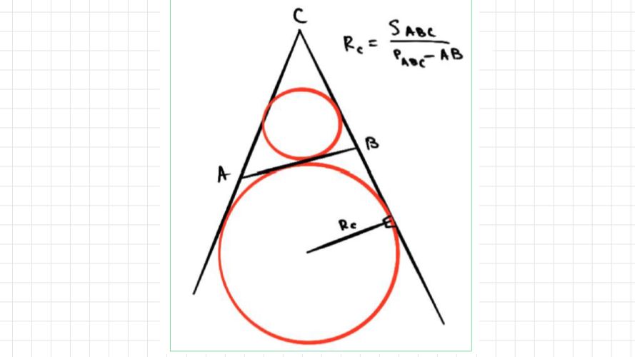 ПЛАНИМЕТРИЯ - МЕТОД ПЛОЩАДЕЙ - ПЛОЩАД ЧЕРЕЗ РАДИУС ВНЕВПИСАННОЙ ОКРУЖНОСТИ