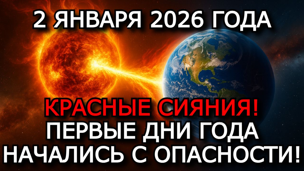 МАГНИТНЫЕ БУРИ 2 ЯНВАРЯ 2026 — ЭКСТРЕМАЛЬНЫЙ ШТОРМ K8 И КРАСНЫЕ СИЯНИЯ ⚠️