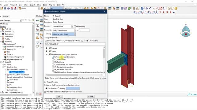 #12 ABAQUS Tutorial Setting field and history outputs