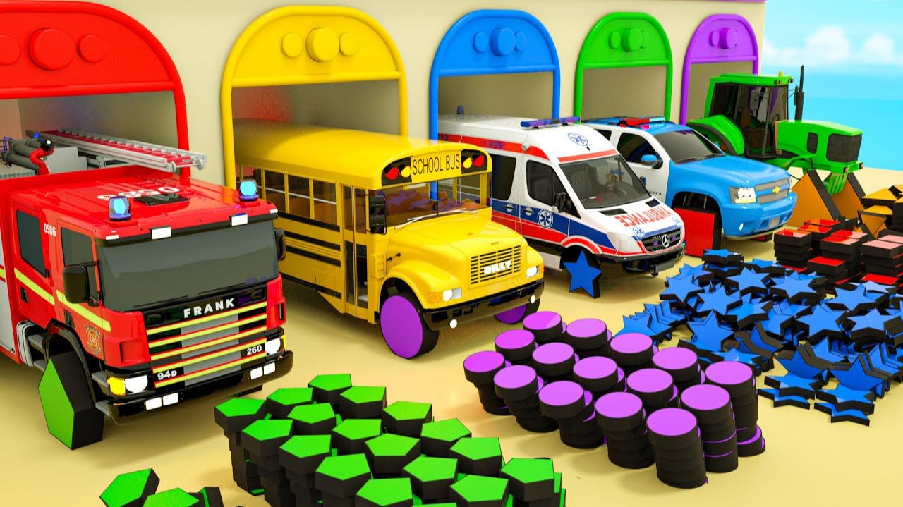 Мультяшки про машинки - Футбольный мяч и поезд - Изучение цветов - Детские мультики стишки и песни