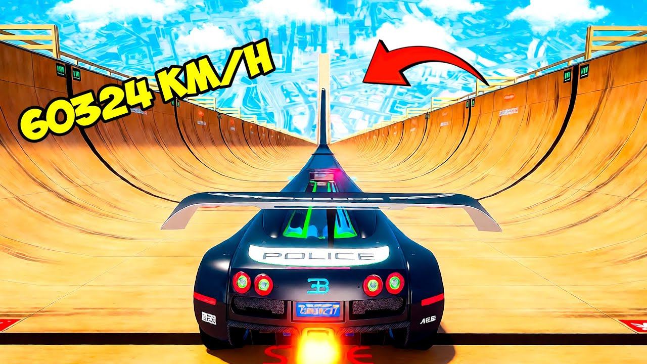 СПУСК БЕЗ ТОРМОЗОВ НА ДЛИННОМ ЛИМУЗИНЕ ПО МЕГА ТРАМПЛИНУ В ГТА 5! ЭКСПЕРИМЕНТ GTA 5 ОНЛАЙН