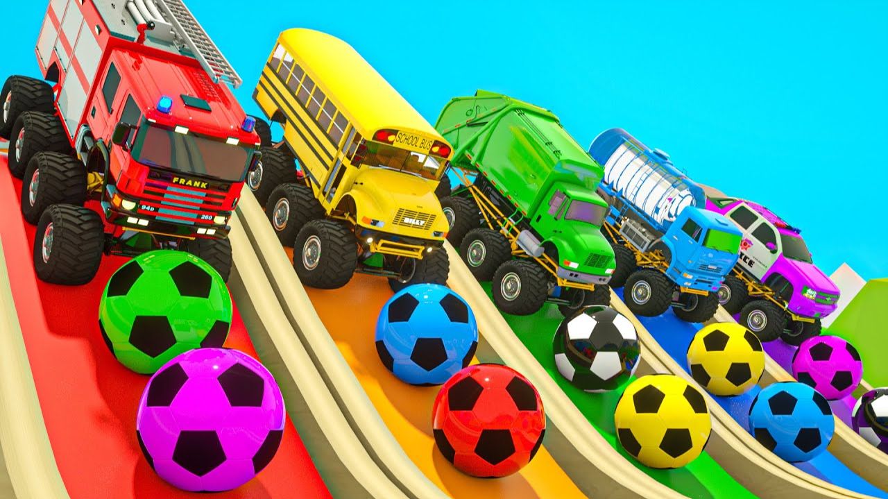 Мультяшки про машинки - Детские песни про футбольный мяч Колёса на автобусе Детские стишки и песни
