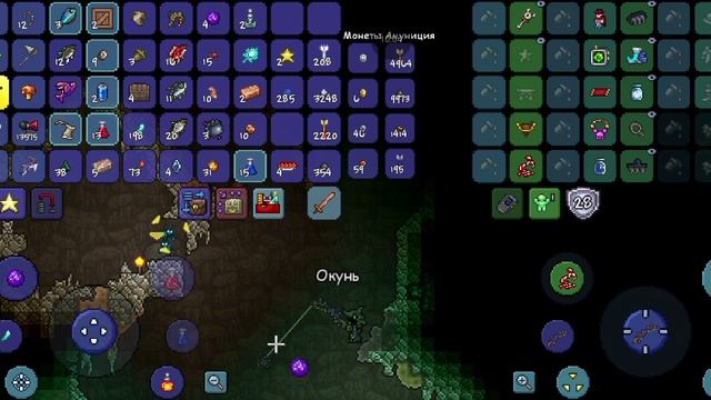 Рыбачу в пещерах в террарии и призываю слизня оруженосца