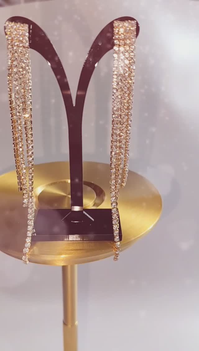 Вечерние длинные серьги с кристаллами, роскошная бижутерия