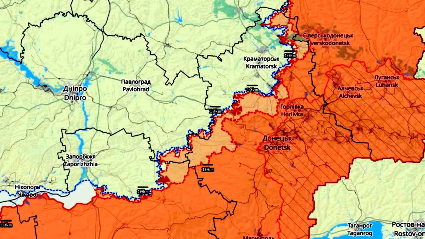 Карта боевых действий. Изменение линии фронта за 2025 год