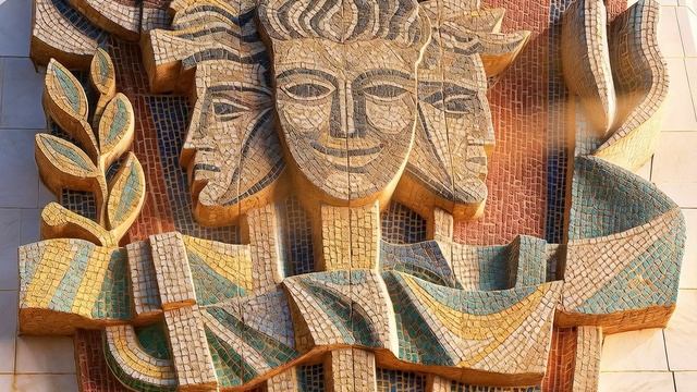 Мозаичное панно Дворца культуры Емельяново (торец)