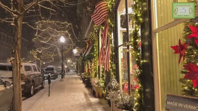 🇺🇸 Снежная зима в прекрасном городе Америки ☀ ️ ❄️✨ Вудсток, Вермонт