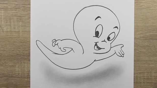 Как нарисовать призрак Каспера карандашом