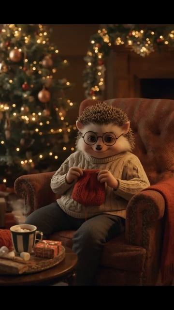 Ёжик вяжет у ёлки… И создаёт новогоднее настроение 🧶🎄