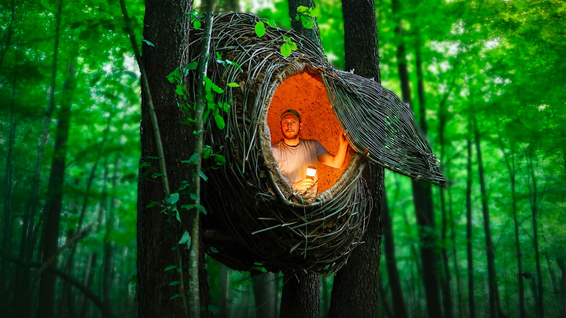 Создаю уютное ГНЕЗДО в дикой природе. Строю лесной домик и убежище для выживания