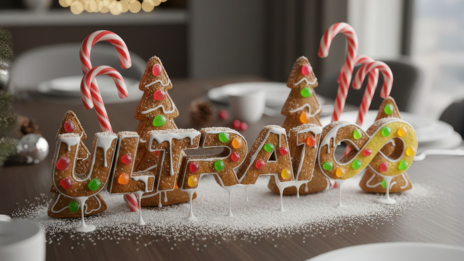 Новогодняя сцена на столе — пряничный паук ULTRA100 | v.2