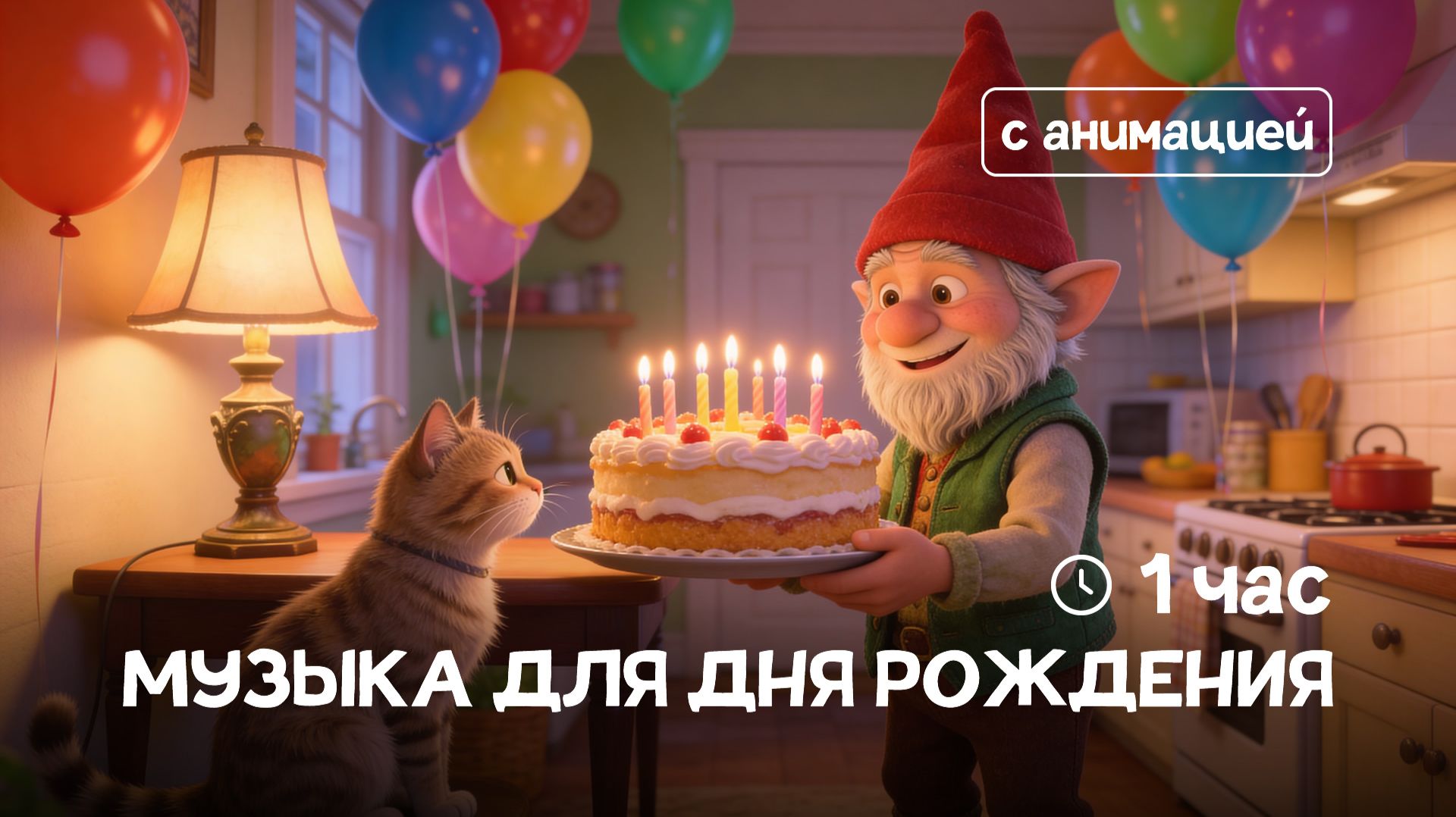 Музыка для дня рождения — 1 час детской фоновой музыки для праздника с анимацией