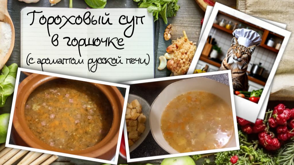Гороховый суп в горшочке с ароматом русской печи