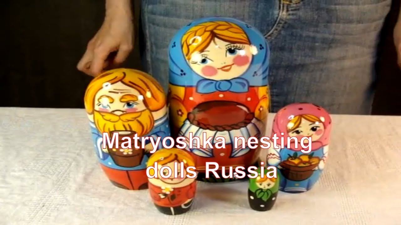 Matryoshka nesting dolls Russian girl with bread and salt  | Babushka dolls