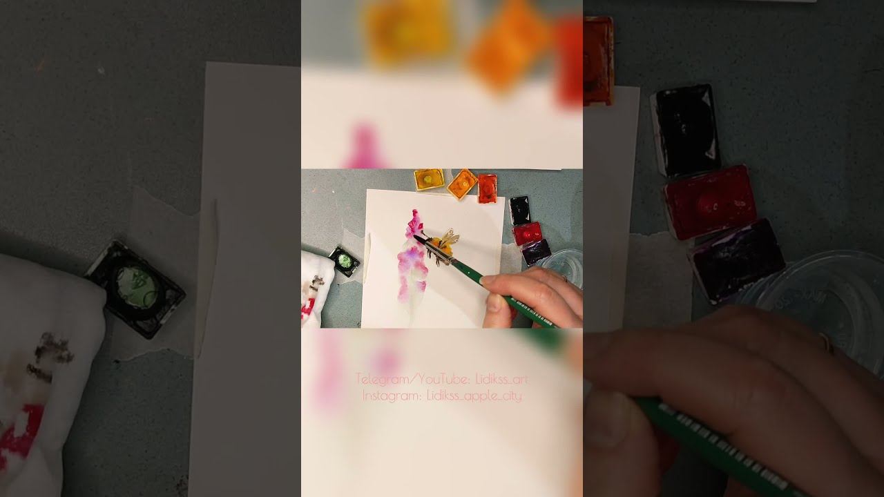 Лёгкое рисование акварелью. 🌺💗