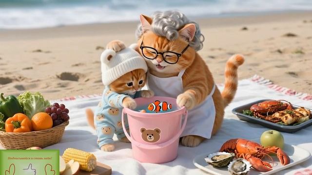 Рыжий Котенок проголодался 😢, Мама-Кошка демонстрирует Свои Удивительные Кулинарные Способности 💕