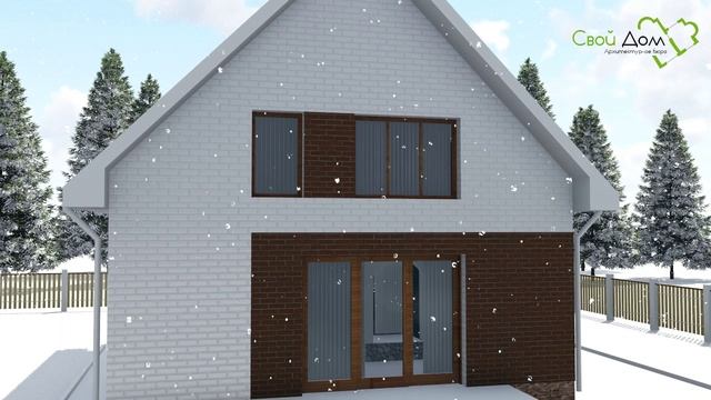 Проект простого дома с мансардой B-266