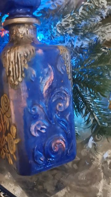 Рождественский мастер класс Бутылочка "Лазурная долина"