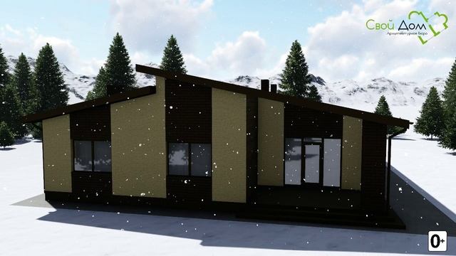 Проект одноэтажного дома с террасой D-140