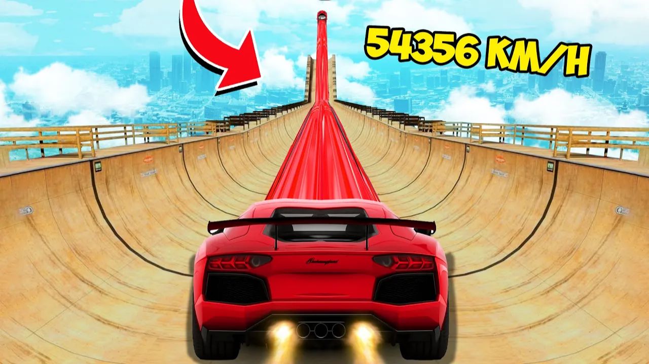 СПУСК БЕЗ ТОРМОЗОВ ПО МЕГА ТРАМПЛИНУ В ГТА 5 - ЭКСПЕРИМЕНТ В GTA 5