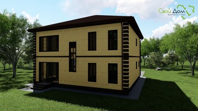 Проект дома из кирпича с гаражом D-024