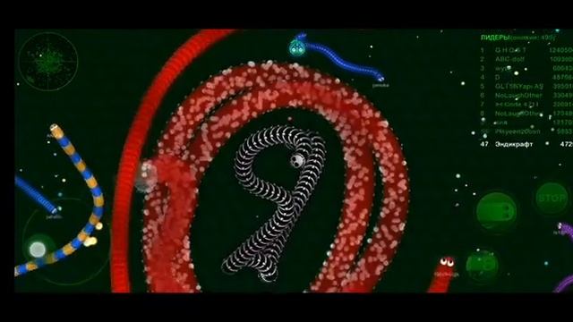 Играю за скин чёрного скелетика в Wormax.io. Подрезал много червяков.