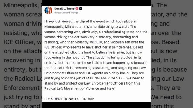 Трамп ожидаемо поддержал убийство женщины офицером (стрелял 3 раза в упор и убивал зная что снимают)