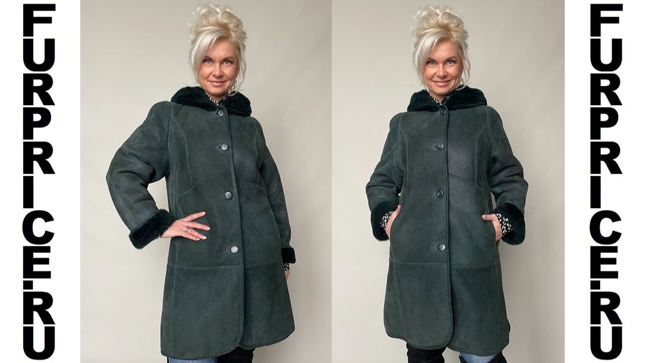 Дубленка женская тм JEAN GUISE цв.темно-зеленый р.44-46 /12630/