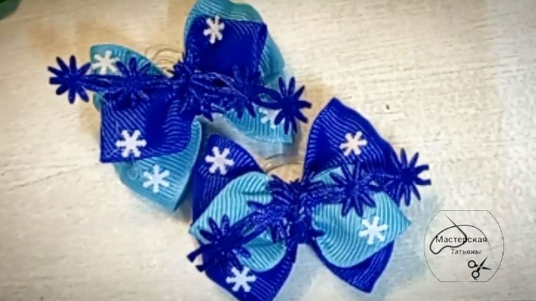 МК, Бантики для собак в Новогоднем стиле из репсовой ленты 2,5 см