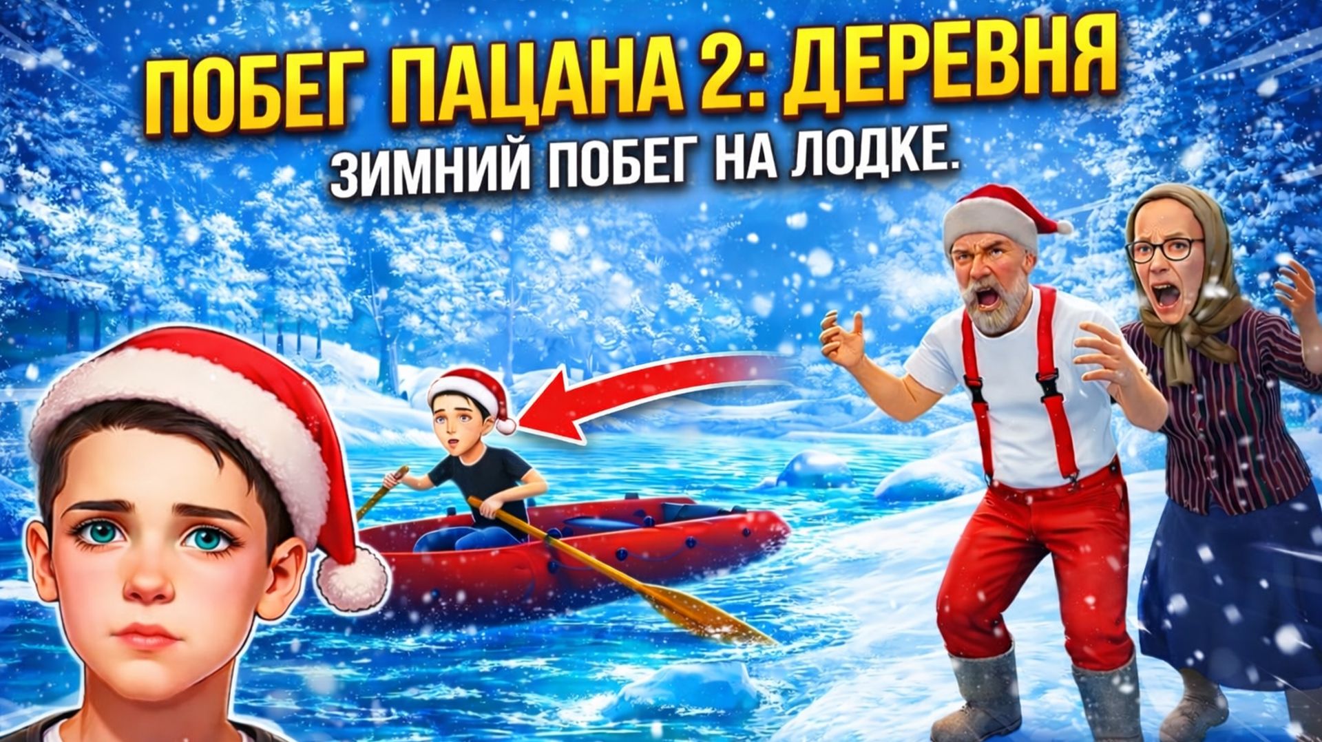 Побег Пацана из Деревни, Зимнее Обновление! Зимний Побег из Деревни от Бабки и Деда на Лодке!