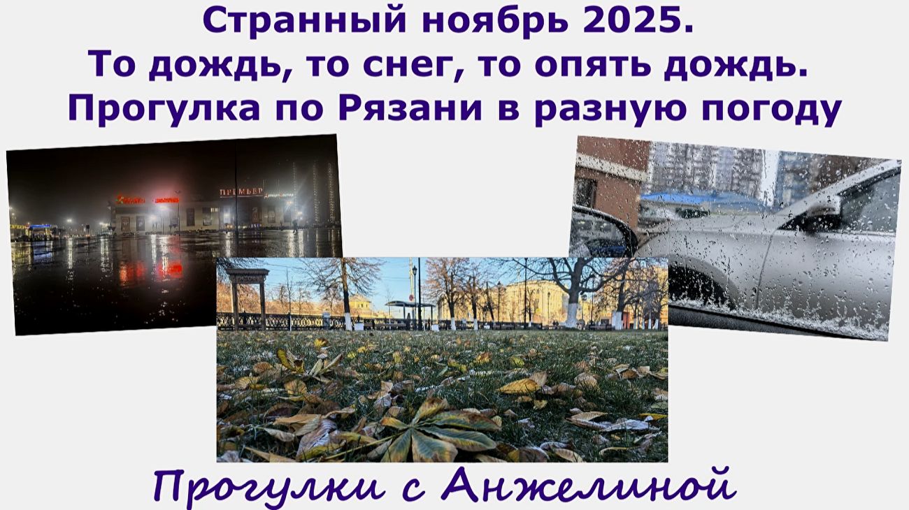 Странный ноябрь 2025. То снег, то дождь. Прогулка по Рязани в разную погоду. Прогулки с Анжелиной